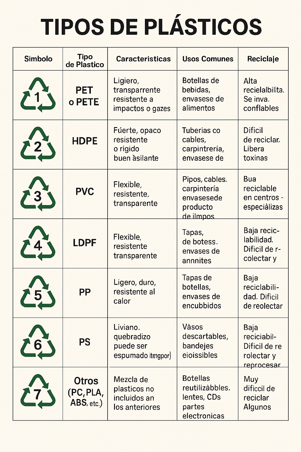 👉¿Que tipos de plasticos existe y cual es su Reciclabilidad?